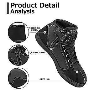 IRON JIA'S Motorcycle Shoes Men Streetbike Casual Accessories Breathable Protective Gear Powersport Anti-Slip Footwear Black 10