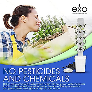 EXO Garden Hydroponic Growing System Vertical Tower - Vegetable Plant Tower Gift for Gardening Lover - Automate Aeroponics Mini Indoor Outdoor Home Grow Herb