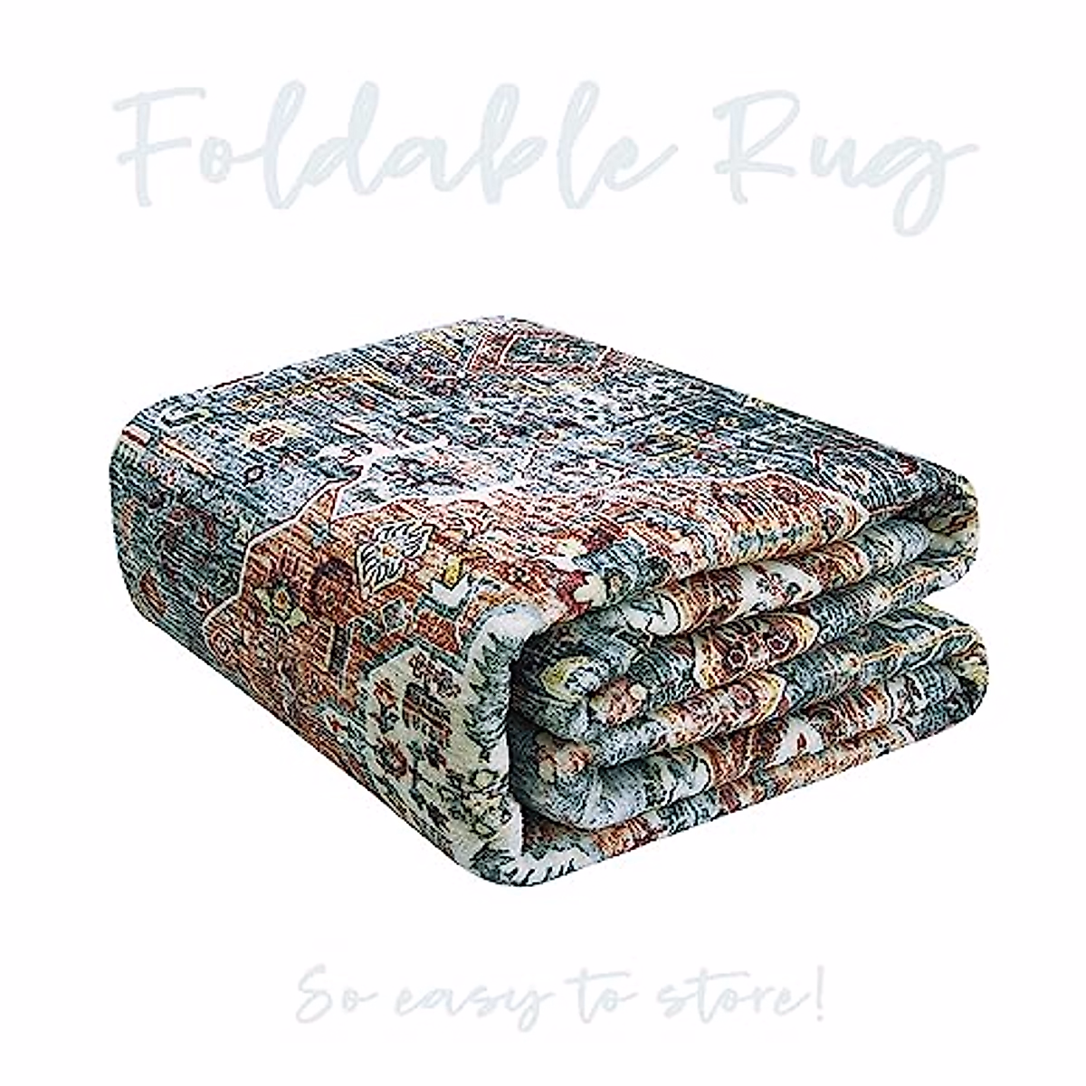 COZYLOOM Washable Rug 9x12 Large Area Rug Ultra-Soft Tribal Distressed Floor Cover Floral Print Accent Thin Rug Foldable Traditional Indoor Rug Retro Carpet for Living Room Bedroom Office Brown/Green