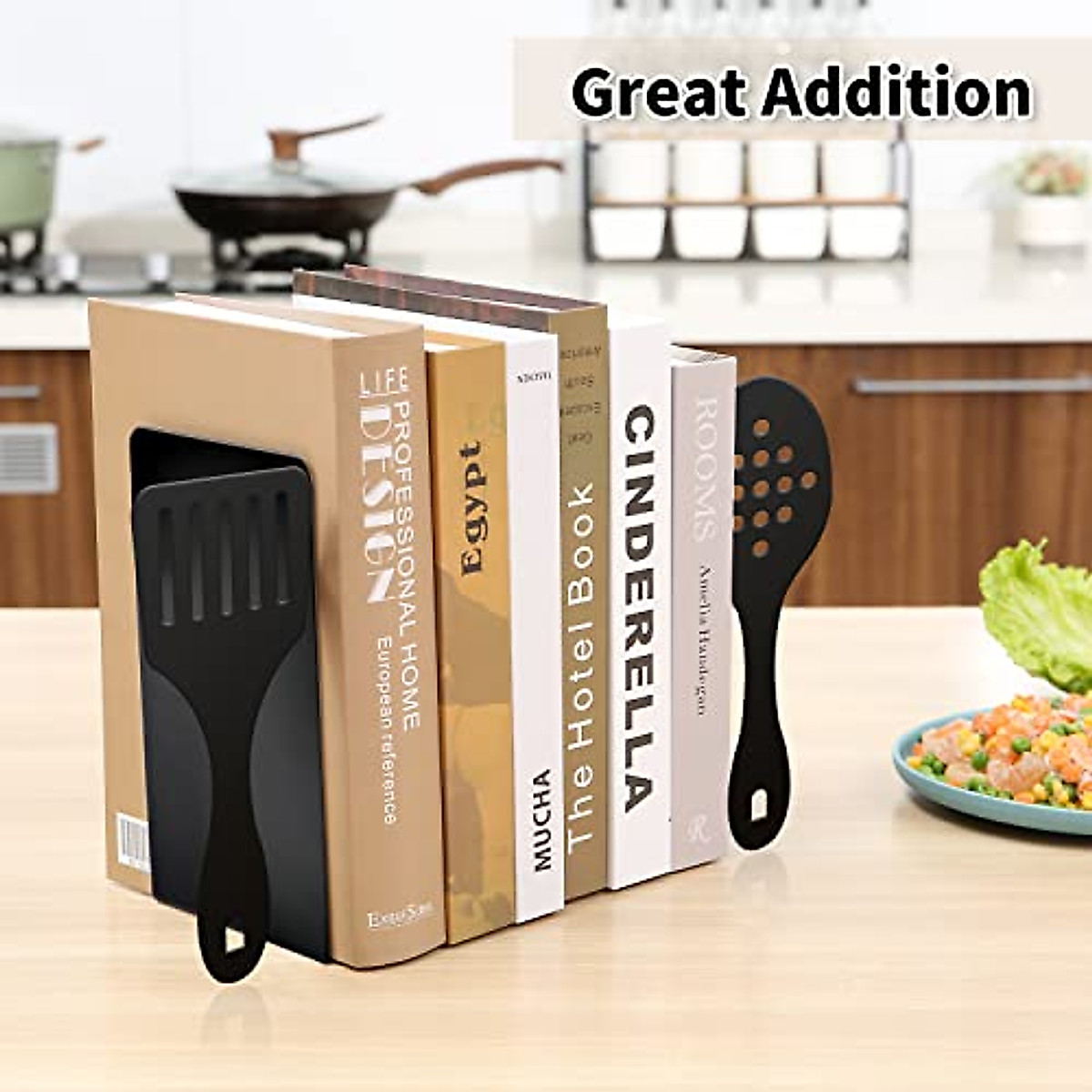Book Ends to Hold Books,sagrynfp A Black bookend, Kitchen bookends That are Larger in Size,Bookends Decorative Unique,Cool Bookends,Bookends for Heavy Books,bookend Shape of an L