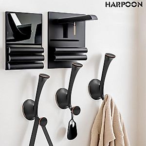 HARPOON Rustproof Coat Hook,Screws Retro Robe Hook,Wall Mounted Toilet Kitchen Bedroom Heavy Duty Door Hanger for Scarf Bag,Hat,Cup 5 Pack Oil Rubbed Bronze