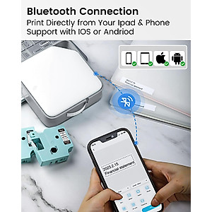 Vixic Label Maker Machine with Tape-Value Bundle includes 4 Label Tapes,D1600 Bluetooth Label Printer, Small Smart Handheld Sticker Mini Labeler, Inkless Rechargeable for Office Home School,Grey