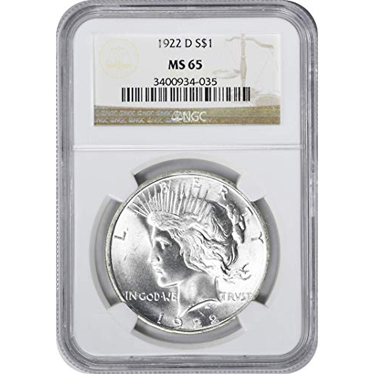 1922-D Peace Dollar, MS65, NGC
