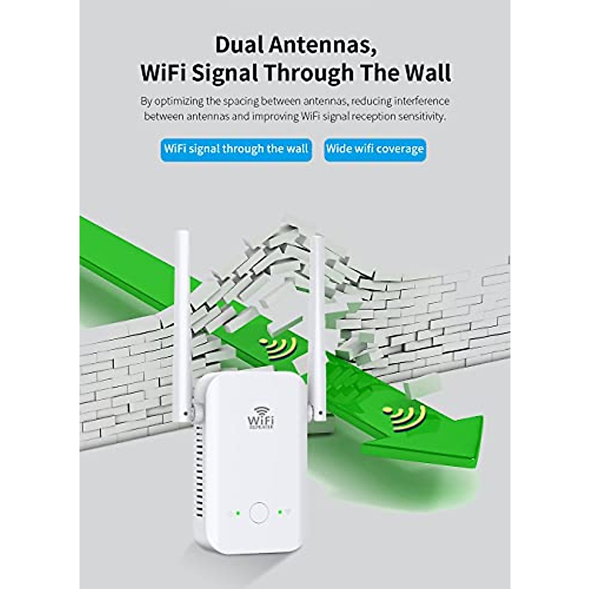 WiFi Range Extender Signal Booster up to 4000sq.ft and 30 Devices, Internet Extender Booster, WiFi Repeater Amplifier with Ethernet Port,2 Antennas 360° Full Coverage