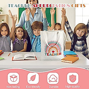Mixweer 4 Pcs Teacher Appreciation Gifts Teacher Canvas Tote Bags Teacher Gift Bags for Women Christmas Gifts School Supply (Rainbow Style)