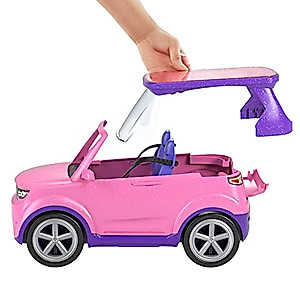 Barbie: Big City, Big Dreams Transforming Vehicle Playset, Pink 2-Seater SUV Reveals Stage, Drum Set & Concert-Themed Accessories, Gift for 3 to 7 Year Olds