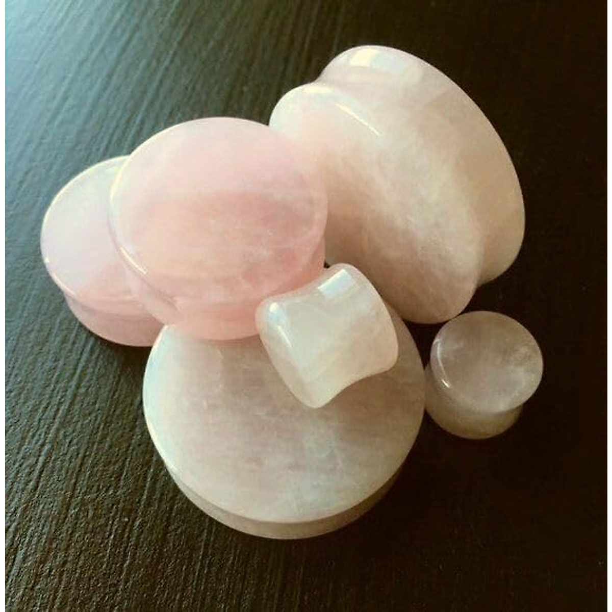 Lobal Domination PAIR of Rose Quartz Organic Stone Plugs Gauges - up to 38mm available! (1&3/8" (35mm))
