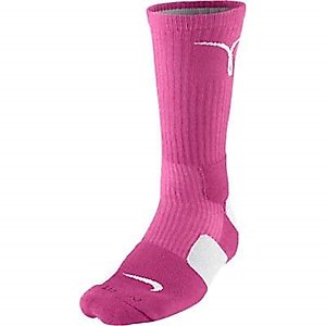 Nike Elite Basketball Crew Breast Cancer Awareness Socks Medium (Fits Men Size 6-8, Women Size 6-10) Pink, White
