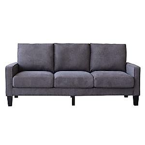 LCH Large, Three-seat Classic Chesterfield Settee Sofa Modern 3 Seater Couch Furniture Tufted Back for Living Room (Dark Grey)