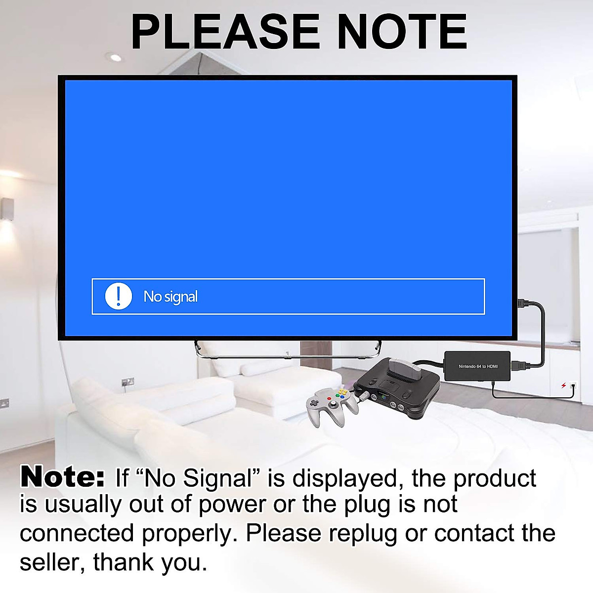 Y.D.F N64 to HDMI Converter, HD Link Cable for N64, Nintendo 64 to HDMI Compatible Nintendo 64/ Game Cube/SNES/SFC（Plug and play, no power supply required.）