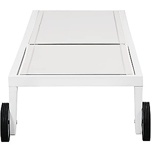 Meridian Furniture 373White Nizuc Collection Modern | Contemporary Resilient Mesh Water Resisting Fabric Upholstered Outdoor Patio Adjustable Sun Lounge Chair, 80.5" W x 29" D x 13.5" H, White