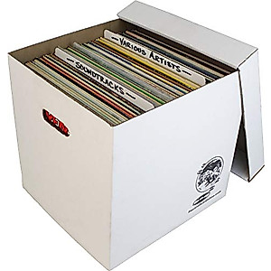 12" Vinyl Record Storage Box - Sturdy Cardboard with Removable Lid - Holds up to 90 Records or Laser Discs - Set of 5 Boxes #12BC13