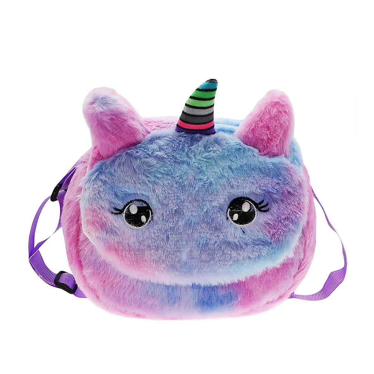 Little Girls Kids Toddler Unicorn Fuzzy Plush Crossbody Purse Rainbow Faux Fur Wallet Handbag