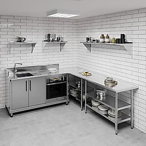 AmGood 14" X 60" Stainless Steel Wall Shelf | Metal Shelving | Garage, Laundry, Storage, Utility Room | Restaurant, Kitchen | Food Prep | NSF Certified