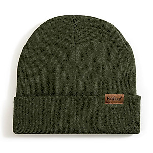 FanVince Hats for Men Women Winter Thermal Cuffed Beanies Knit Gifts Skull Cap Olive Green