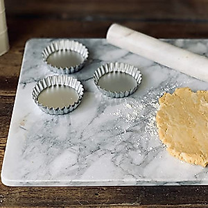 Diflart Natural Marble Pastry White Cheese And Cutting Serving Board with Non-Slip Feet 16x20 Inch Carrara Bianco Christmas | Thanksgiving Gift