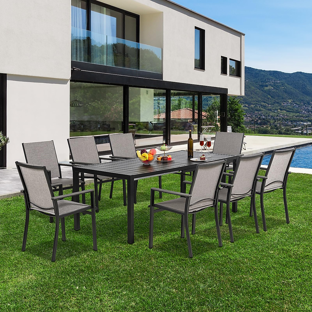 MEOOEM Patio Dining Chairs Set of 2, Outdoor Patio Chair Textilene Metal Chairs Weather Resistant Modern Furniture for Garden Backyard