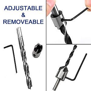 Combination Drill and Tap Bit - M3-M10 Hex Shank HSS Deburr Countersink Bits Set, Quick Change Self-Centering Spiral Tapping Tool Kit for Tapping Wood, Plastic, Aluminum,6Pcs (7)