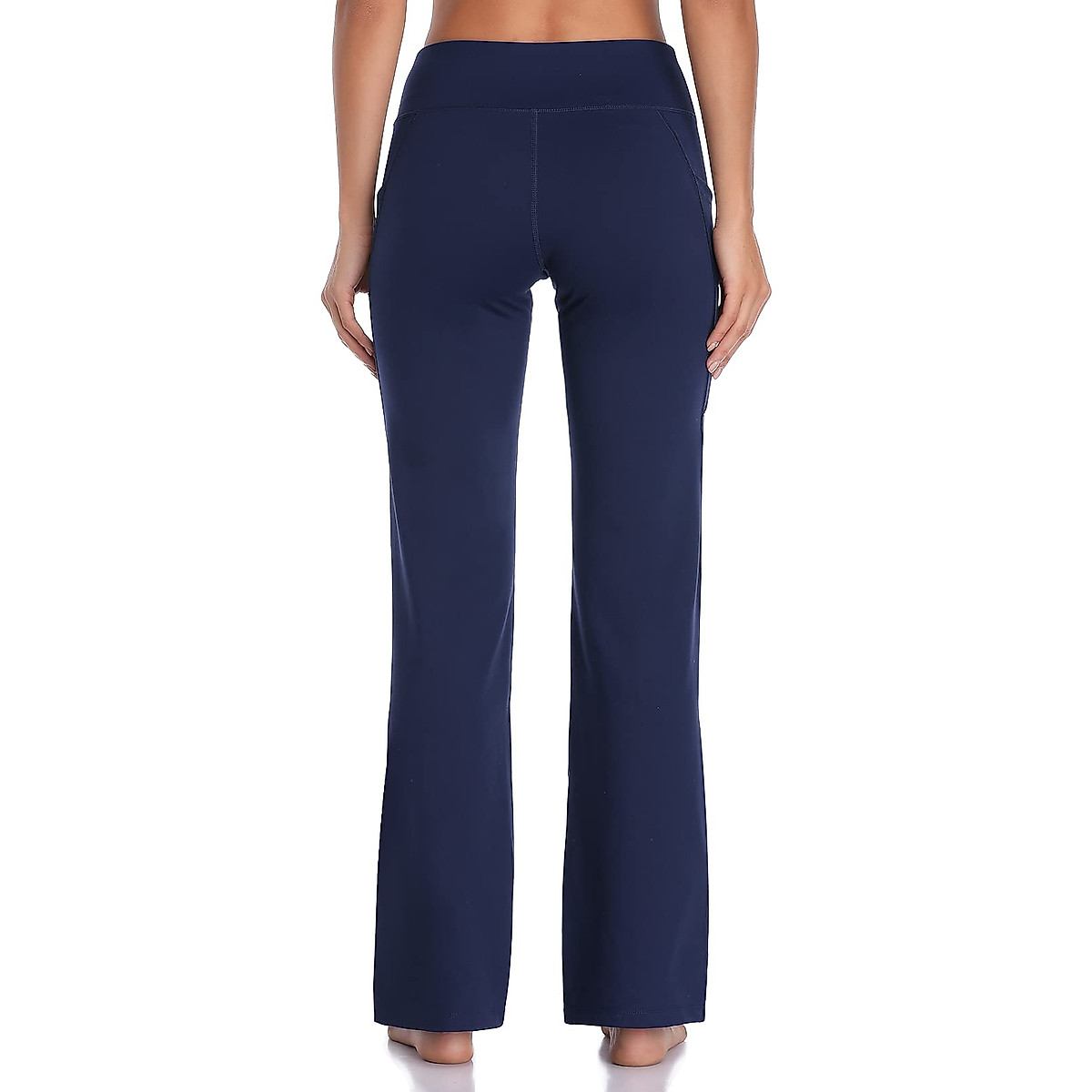 DAYOUNG Bootcut Yoga Pants for Women Flare High Waist Tummy Control Non See-Through Bootleg Workout Yoga Pants Pants-Y60-Navy Blue-M