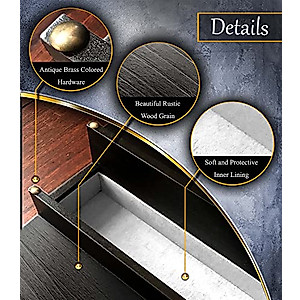 ALCEDIA Cologne Organizer for Men - 4 Tiered Solid Wood Cologne Stand Display Shelf with Hidden Compartment. Vanity Organizer, Perfume Organizer, Spices Organizer and Funko Pop Shelves. (Rustic Black)