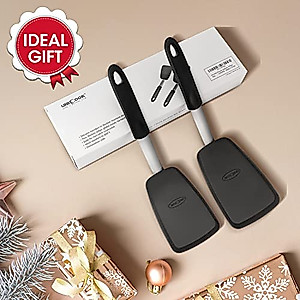 Unicook 2 Pack Flexible Silicone Spatula, Turner, 600F Heat Resistant, Ideal for Flipping Eggs, Burgers, Crepes and More, Black