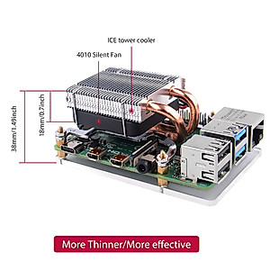 GeeekPi Cooling Fan for Raspberry Pi 4, Low Profile CPU Cooler with 40x40x10mm Cooling Fan and Aluminum Heatsink, Compatible with Raspberry Pi 4 Model B & Pi 3B+/Pi 3B (Type B)