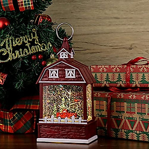 Eldnacele Musical Snow Globe Lantern with Timer, Lighted USB/Battery Operated Swirling Singing Water Glittering Lantern, Snow Globes Lantern for Adults and Kids Christmas Decoration- Car