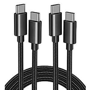 UDATON USB C to USB C Cable, USB C Cable, 60W Fast Charging Cable 2 Pack 6FT, Durable Long Nylon Braided Lightning Android Charger Cable Compatible with Samsung S21 S20, MacBook, iPad, Switch, Black