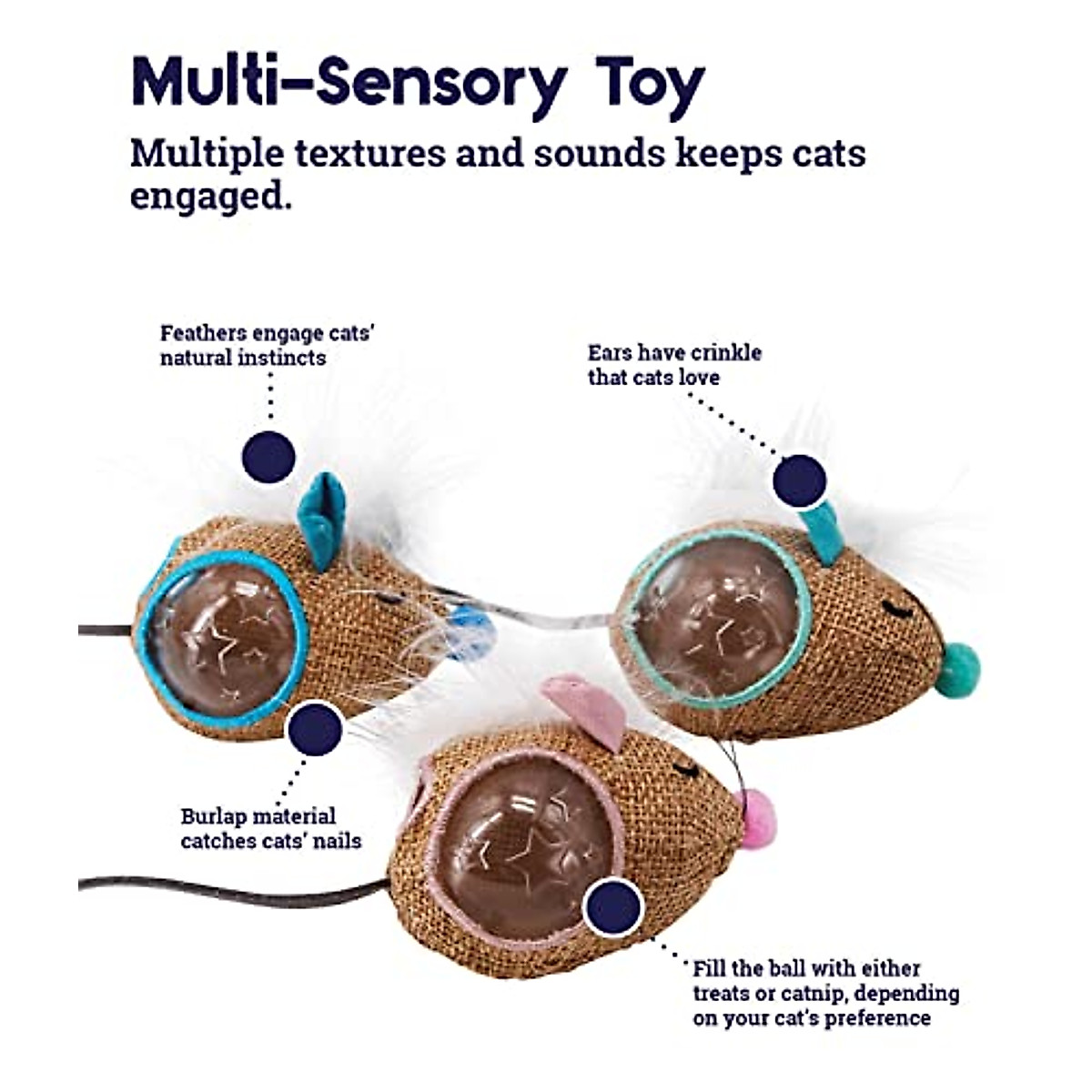 Catstages Mousin' Around Hide 'N Treat Cat Toy - 3 Pack - Treat Dispenser Cat Toy