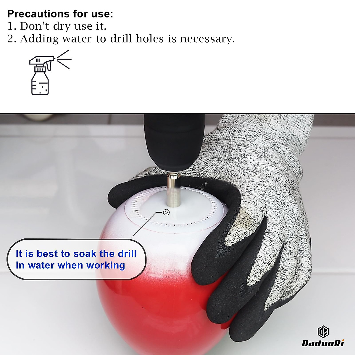 DaduoRi 1/2 inch Diamond Hole Saw, Wet Use, 1/2" Tile Hole Saw for Porcelain Tile Glass Granite Ceramic Marble Stone,12mm Drill bits x 2 Pack, Small (1/4" hex Shank)