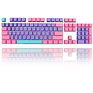 Ussixchare Backlit Keycaps 60 Percent 87/104 PBT Key Caps Set for 60% Mechanical Gaming Keyboard Gateron Kailh MX Switches (Violet)