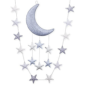 Moon and Stars Nursery Decor - Two Baby Wall Decorations for Nursery Hanging Moon Nursery Wall Decor and Separate Star Wall Baby Decor for Nursery Star Baby Nursery Garland