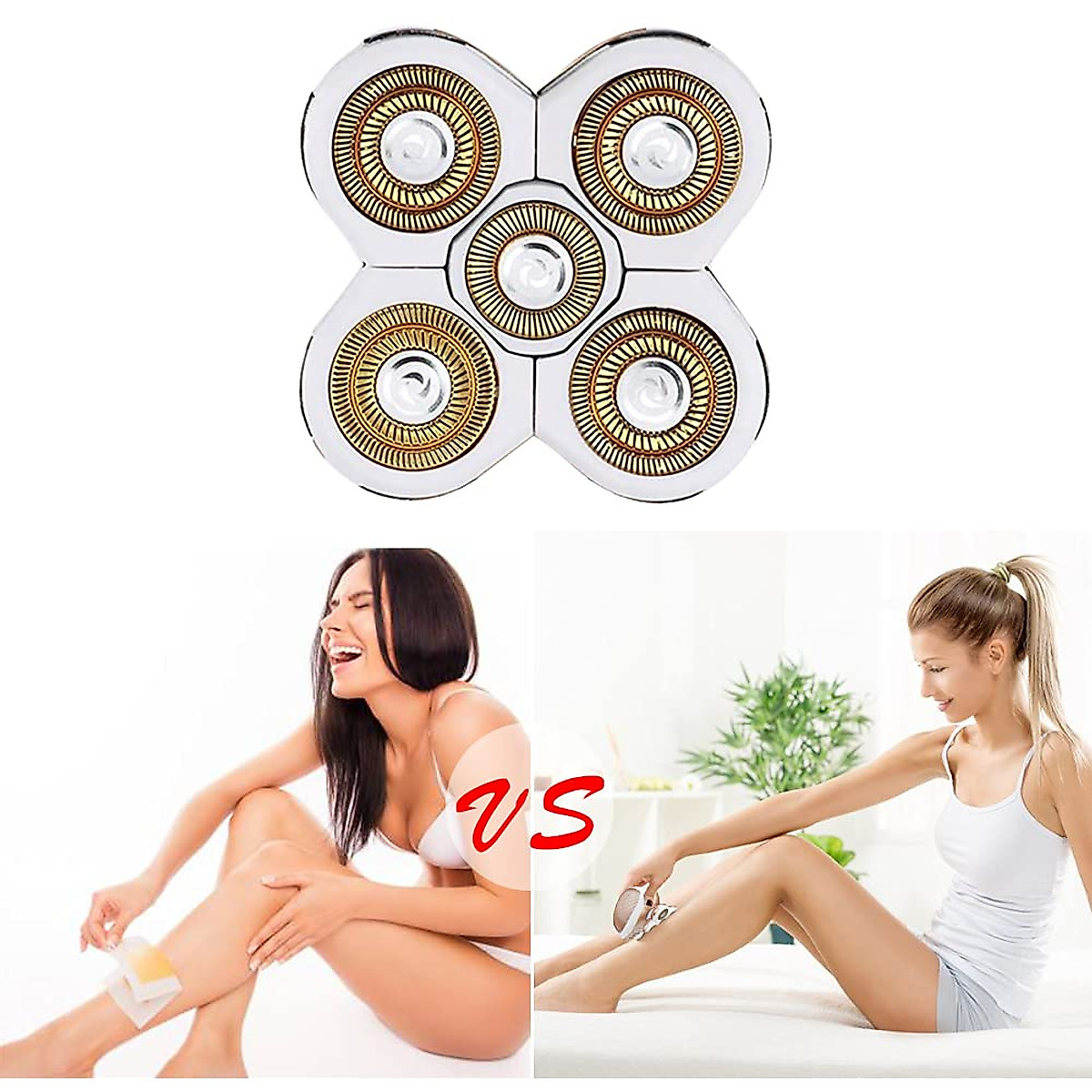 AHUADA Women's Electric Shaver Replacement Heads : 5 Legs Hair Removal Razor Replacement Heads 4D Floating Heads Replacement Blades for Women