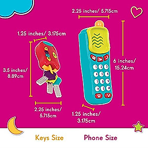 Battat – Sensory Toys – Pretend Phone & Keychain – Toddler Light-Up Phone – Toy Car Keys & Phone – 18 Months + – Light & Sound Phone + Light & Sound Keys