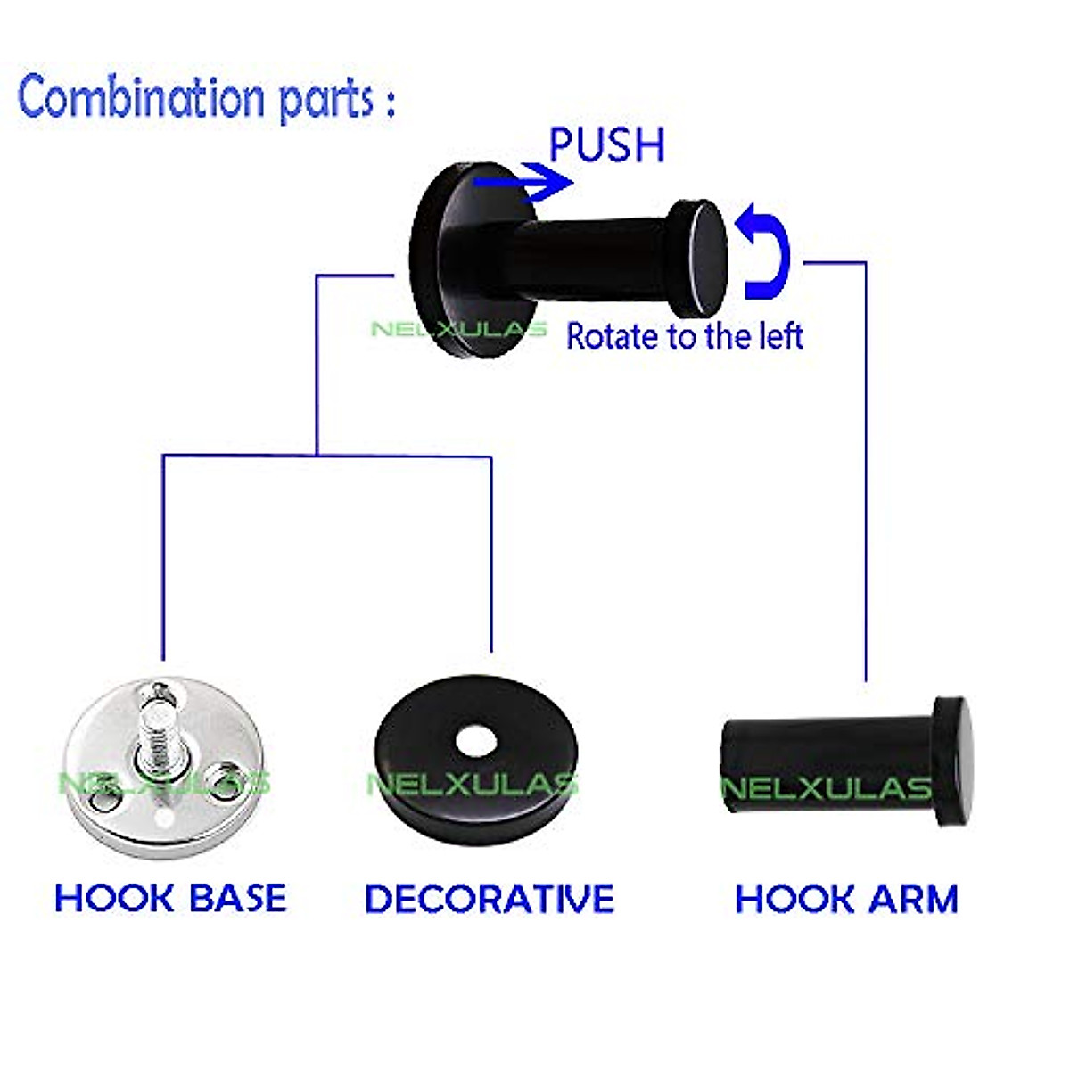 NELXULAS Classic Black Stainless Steel Single Super Heavy Duty Wall Mount Hook, Bath Towel Hooks, Coat Hanger (2", 4 PCS)