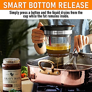 Cook Army Fat Separator with Bottom Release – 4 Cup Gravy Separator for Cooking with Oil Strainer, Kitchen Grease Separator -the perfect Kitchen Gadget plus a 3-1 Multifunctional Vegetable Peeler