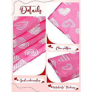 4 Pieces Valentine's Day Scarf for Women Pink White Heart Print Scarf Valentines Scarf for Women Girl Christmas Birthday Valentine's Gift, 4 Styles