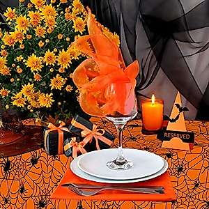 UOMNICUE Christmas Tablecloth 54 X 108Inch,Disposable Plastic Red White Christmas Trees Snowflakes Table Cover Christmas Theme Tablecloth for Christmas Holiday Party Decorations (3, Spider Web)