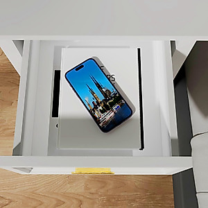 White Writing Desk with 3 Drawers - 47 inch Modern Home Office Computer Desk, Study Table PC Desk for Bedroom