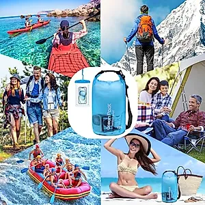 BACK KTCL Waterproof Dry Bag for Women Men,10L/15L Roll Top Lightweight Dry Storage Bag Backpack,Floating Sack with Waterproof Phone Case, Kayaking,Swimming, Camping, Hiking, Beach (Blue, 10L)