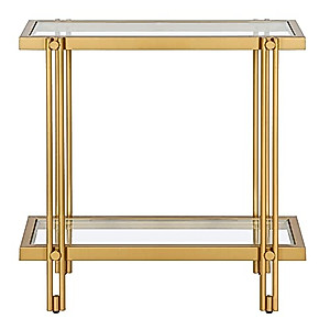 Henn&Hart 24" Wide Rectangular Side Table in Brass, Table for Living Room, Bedroom