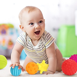 6pc Sensory Balls for Kids - Textured Multi Ball Set for Babies & Toddlers, Squeezy Tactile Sensory Toys with Stacking Cup, Stress Relief Toy for Kids, Easter Basket Stuffers Party Favors Gifts