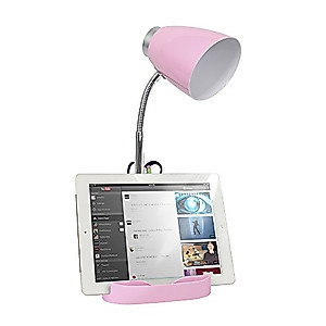 Limelights LD1002-PNK Gooseneck Organizer iPad Stand or Book Holder Desk Lamp, Pink 6.5 x 6.5 x 18.5