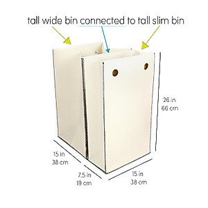 Three by Three Seattle Felt-Like-It™ Tall-Slim Connectable Bins: Stylish and Versatile Storage Solutions for Laundry and More 26” tall x 7.5” wide x 15” deep