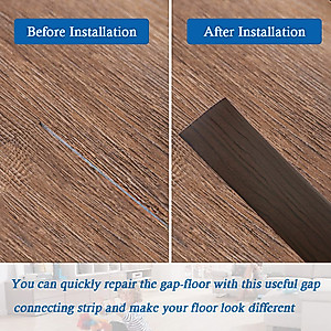 Floor Transition Strip Floor Cover Strips Self Adhesive Flooring Transitions Laminate Floor Strip 2" Wide Vinyl Floor Flat Divider Strip Elegant Wood Grain Design (5cm, 20Ft, Black Walnut)