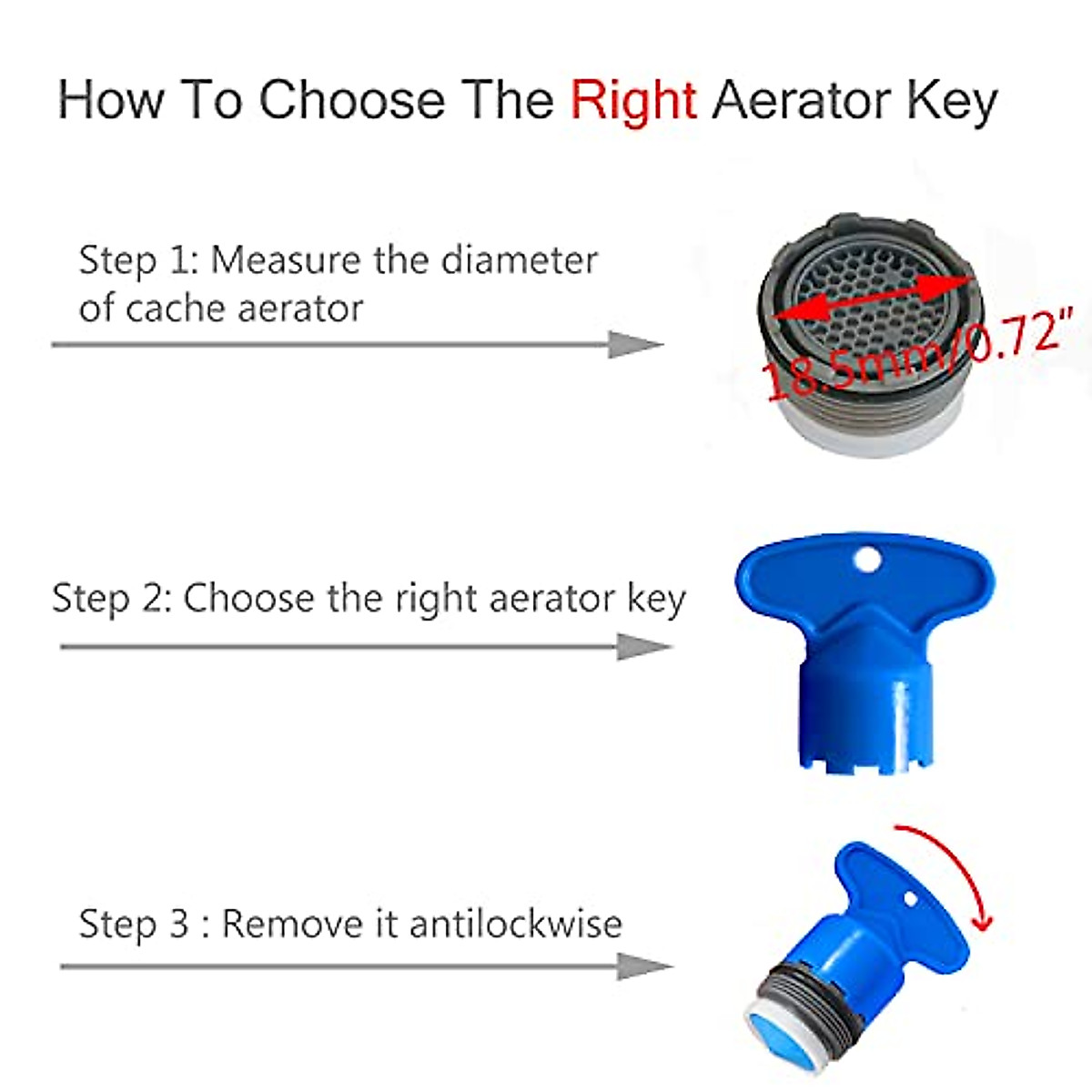 Faucet Aerator Key Removal Wrench Tool with 5 Size M16.5, 18.5, 21.5, 22.5, 24 Recessed Aerator Key Sink Aerator Wrenches for Delta Cache Faucet (5 Size)
