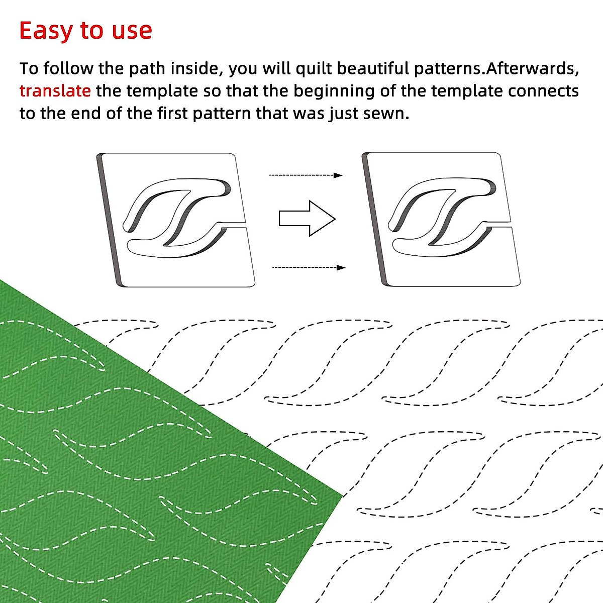 Kapyoo 4Pcs Free Motion Quilting Templates Machine Quilting Templates Quilting Rulers Quitling Design Quilting Supplies Quilting Stencil with Non-Slip Grips (Continuous Line Design Series)
