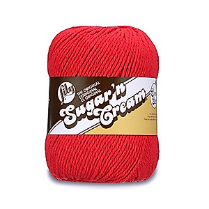Lily 10201818705 Sugar 'N Cream Super Size Solid Yarn, 4oz, Gauge 4 Medium, 100% Cotton - Red - Machine Wash & Dry,Big Ball