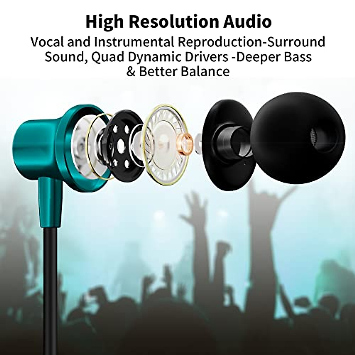 USB C Headphones, USB Type C Earbuds Wired Earphones Magnetic Bass Noise Canceling in-Ear Headset w/Mic for iPad 10 Pro Samsung Z Fold 4 Flip 3 Galaxy S23 S22 S21 Pixel 7 6 Oneplus 11 10 Pro 9, Green