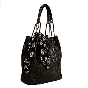Womens Skull Print PU Leather Hobo Tote Shoulder Bag Package Handbag with Gift